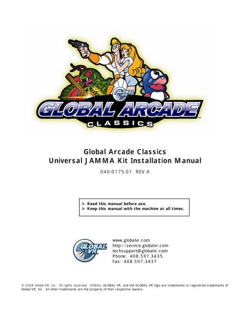 Global Arcade Classics Universal JAMMA Kit Installation Manual