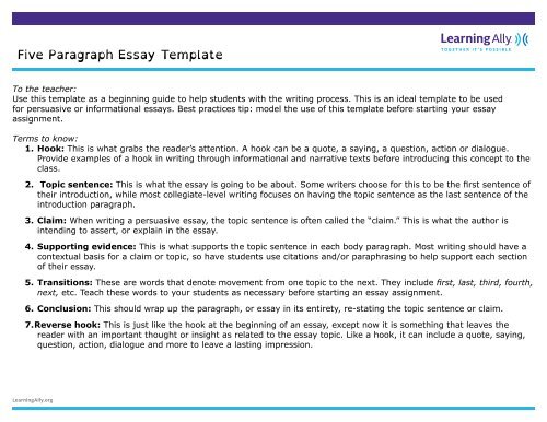 5 Paragraph Essay Template