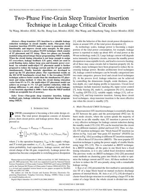 ieee transactions on very large scale integration (vlsi) - NICS ieee transactions on very large scale integration (vlsi) - NICS