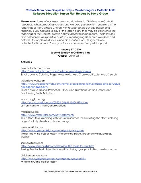 Lesson Plan - Catholic Mom