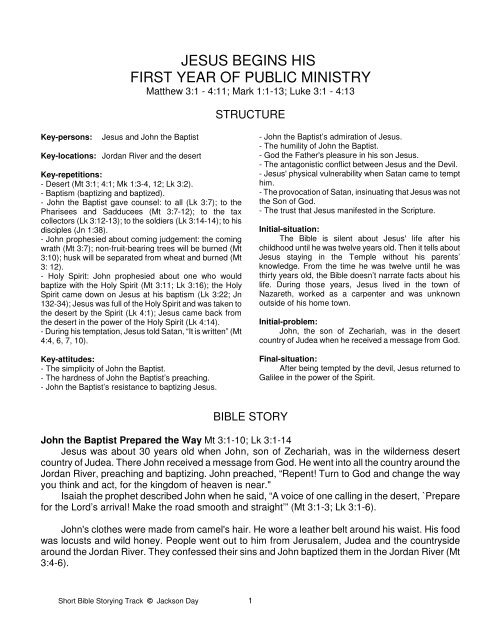 Jesus Begins His First Year of Public Ministry - Bible Storytelling