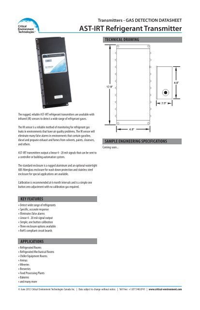 AST-IRT Refrigerant Transmitter - Critical Environment Technologies
