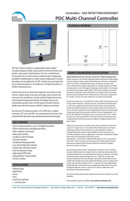 PDC Multi-Channel Controller - Critical Environment Technologies