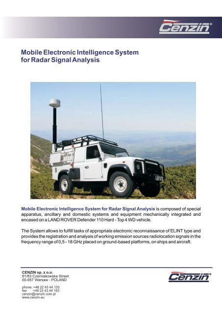 332. Mobile Electronic Intelligence System for Radar Signal ... - Cenzin