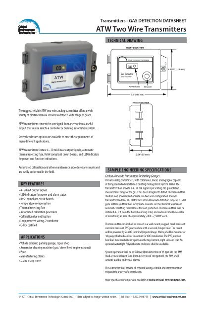 ATW Two Wire Transmitters - Critical Environment Technologies