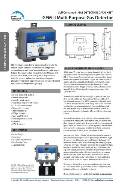 GEM-II Multi-Purpose Gas Detector - Critical Environment ...