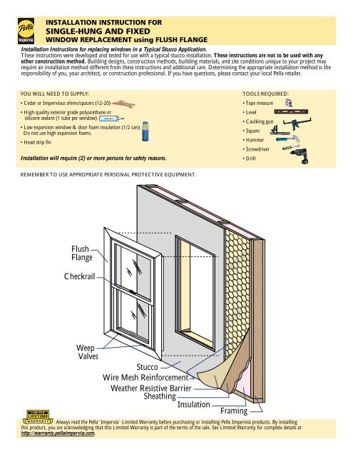 INSTALLATION INSTRUCTION: Impervia Single-Hung ... - Pella.com