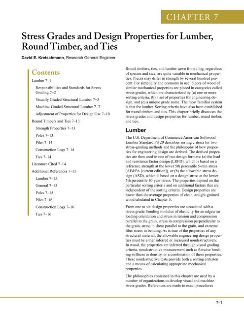 Stress Grades and Design Properties for Lumber, Round Timber ...