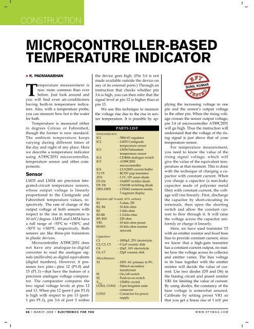Microcontroller Based Temperature Indicator