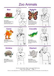 Auslan Dictionary Topic : Zoo Animals (B&W version) - SignPlanet.net