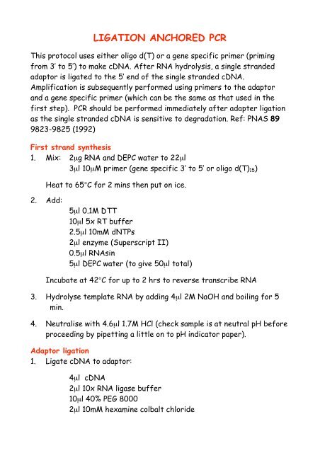 LIGATION ANCHORED PCR