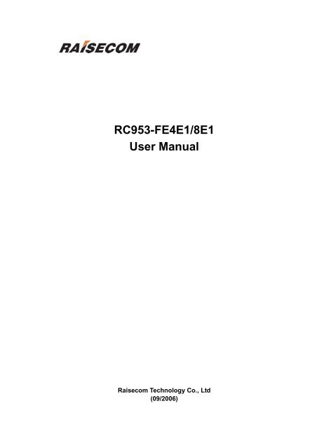 RC953-FE4E1/8E1 User Manual