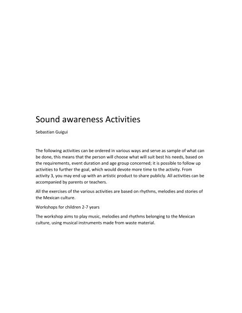 Sound awareness Activities