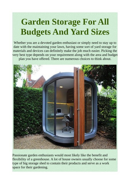 Garden Storage For All Budgets And Yard Sizes