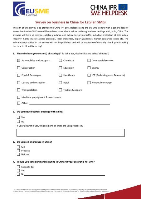 electronic questionnaire in English