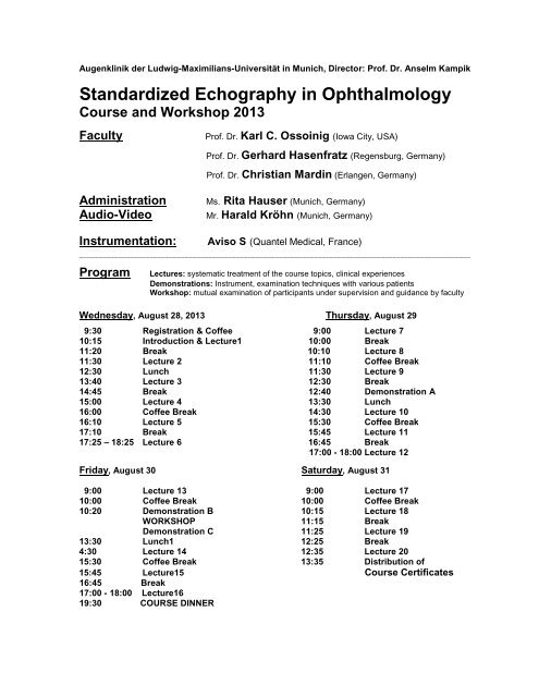Standardized Echography in Ophthalmology - Quantel Medical