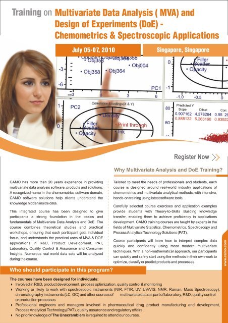 Multivariate Data Analysis (MVA) and Design of Experiments ... - Camo