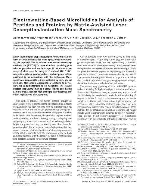 Electrowetting-Based Microfluidics for Analysis of Peptides and ...