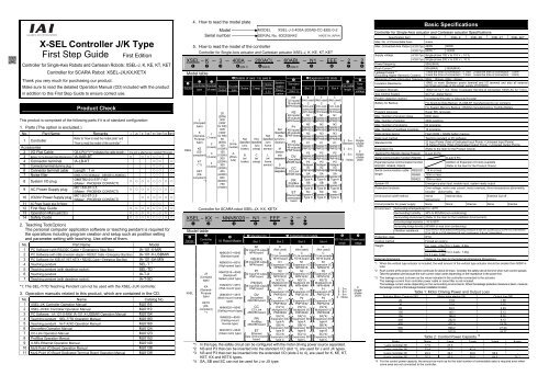 X-SEL Controller J/K Type First Step Guide First Edition - IGAS