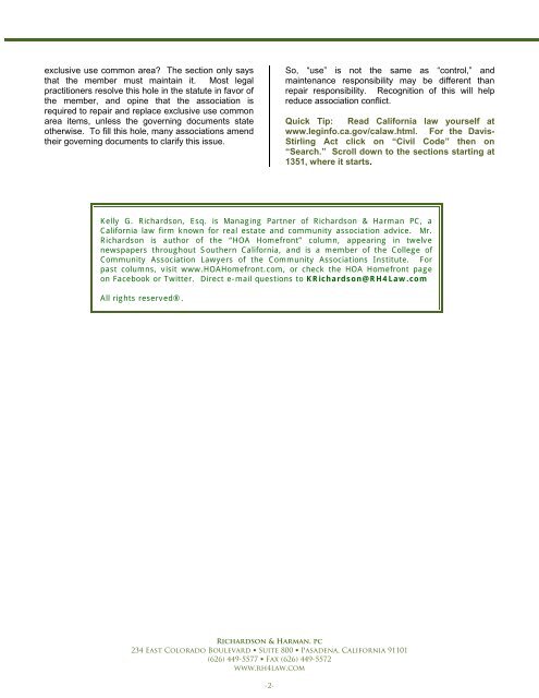 exclusive use common area