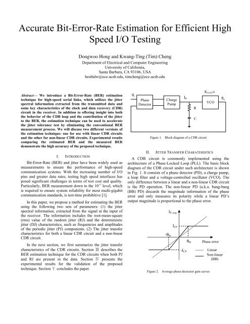 Accurate Bit Error Rate Estimation For Efficient High Speed Io Testing