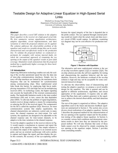 Testable Design for Adaptive Linear Equalizer in High-Speed Serial ...