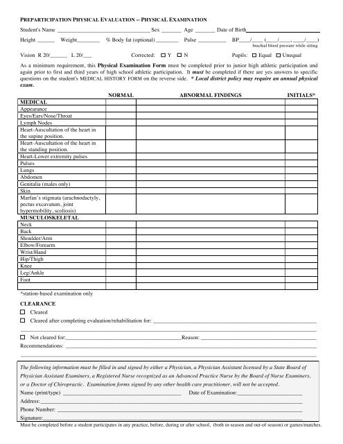 PREPARTICIPATION PHYSICAL