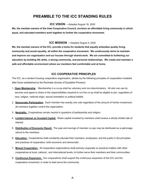 Preamble - Inter-Cooperative Council
