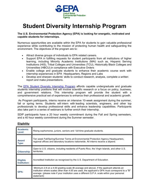 Student Diversity Internship Program
