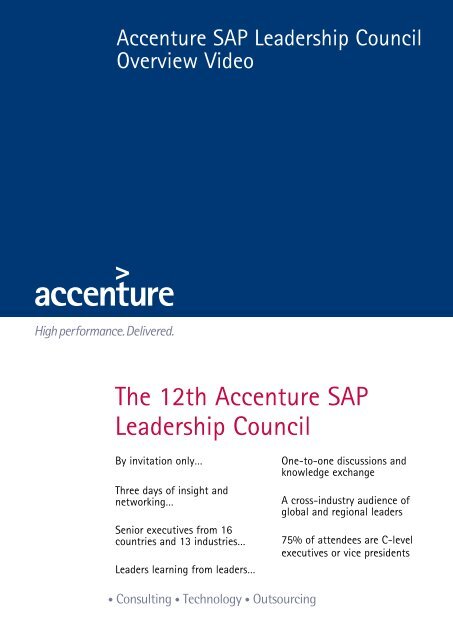 The 12th Accenture SAP Leadership Council