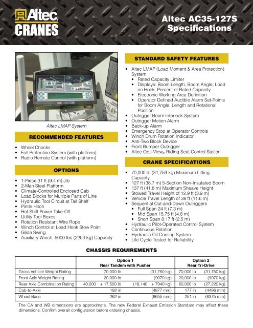 Altec AC35-127S Specifications - CraneWorks