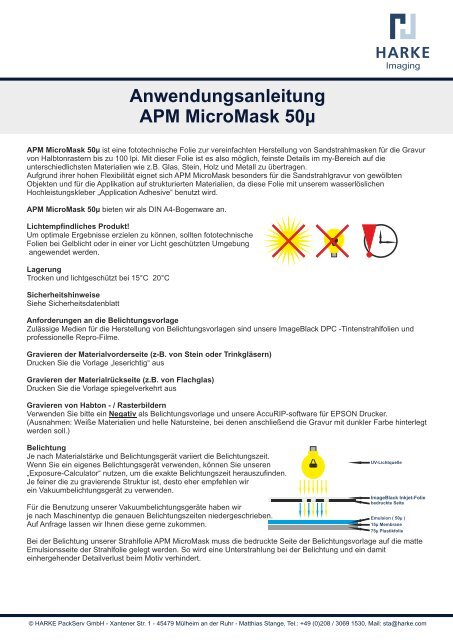 Anwendungsanleitung APM MicroMask 50Âµ