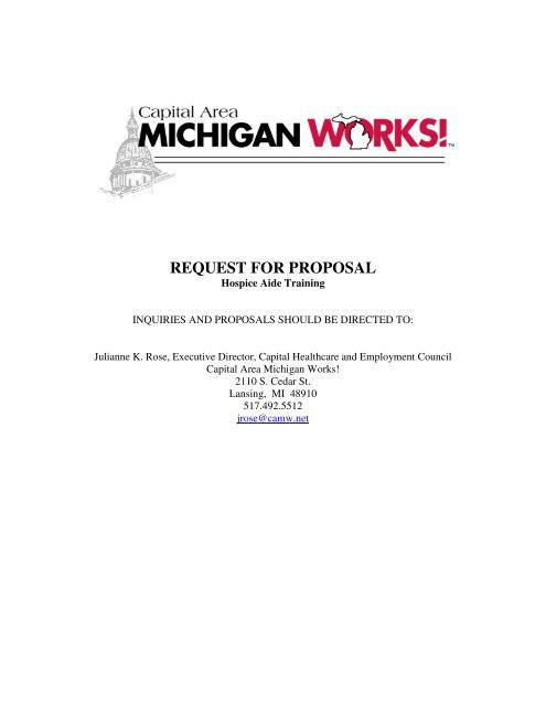 REQUEST FOR PROPOSAL - Capital Area Michigan Works!