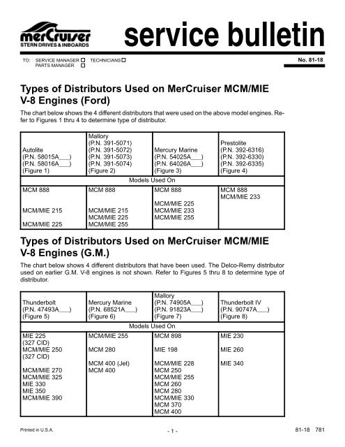 service bulletin Types of Distributors Used on ... - BoatFix.com