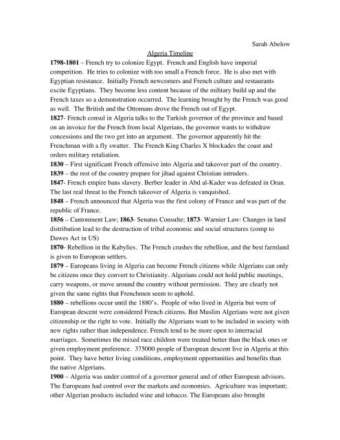 algeria timeline