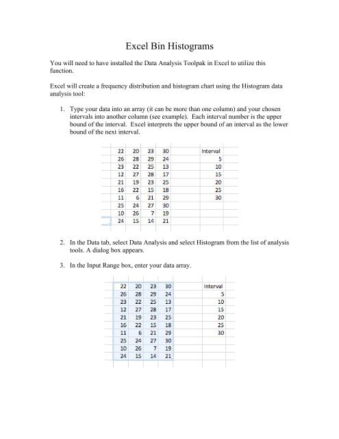 Excel Bin Histograms
