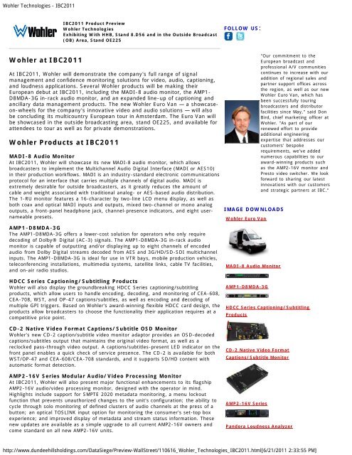Wohler Products at IBC 2011 - Wohler Technologies