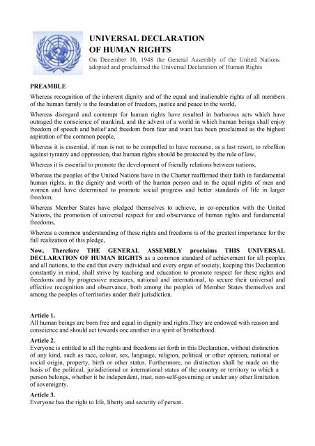 Universal Declaration Of Human Rights Article 1