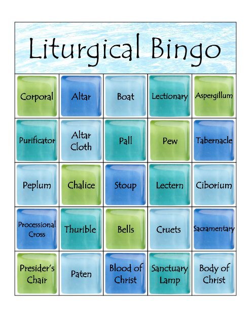 Liturgical Bingo - Catholic Mom