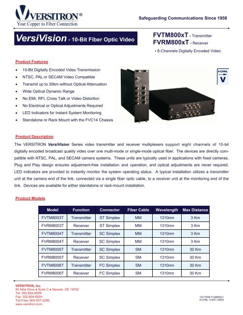 8 Channel 10-Bit Digital Video Mux - Versitron