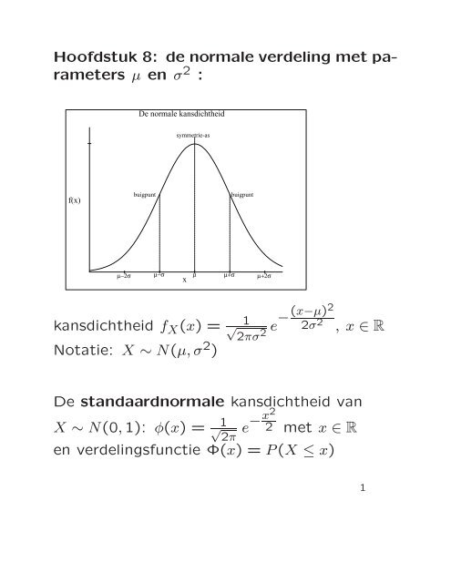 Hoofdstuk 8: de normale verdeling met pa- rameters Âµ en Ï ...