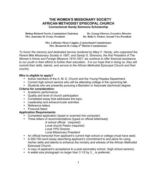 the women's missionary society african methodist episcopal church