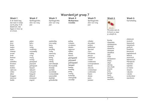 Woordenlijst groep 7