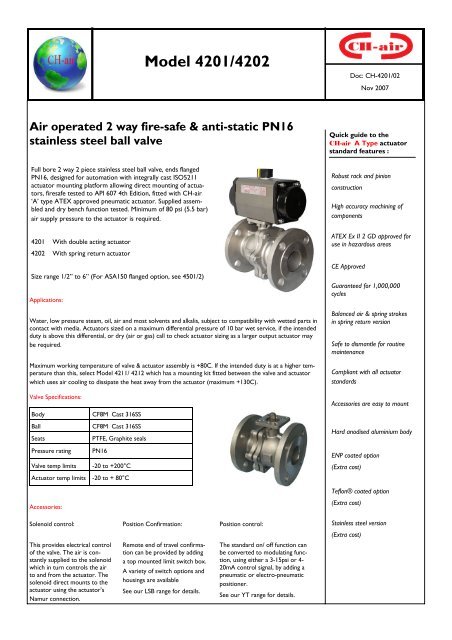 Model 4201/4202 - Actuated Ball Valve