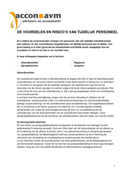 de voordelen en risico's van tijdelijk personeel - Accon avm