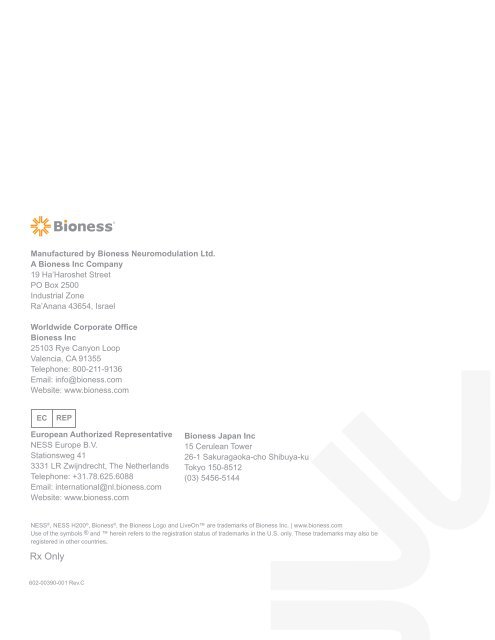 Clinician's Guide - Bioness Inc.