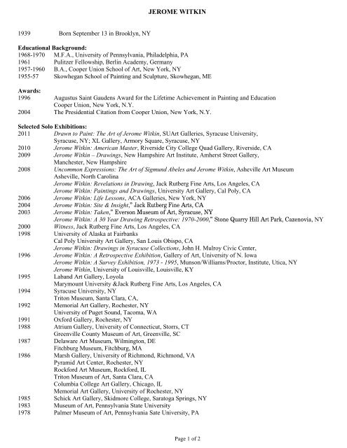 CV - The Art of Jerome Witkin