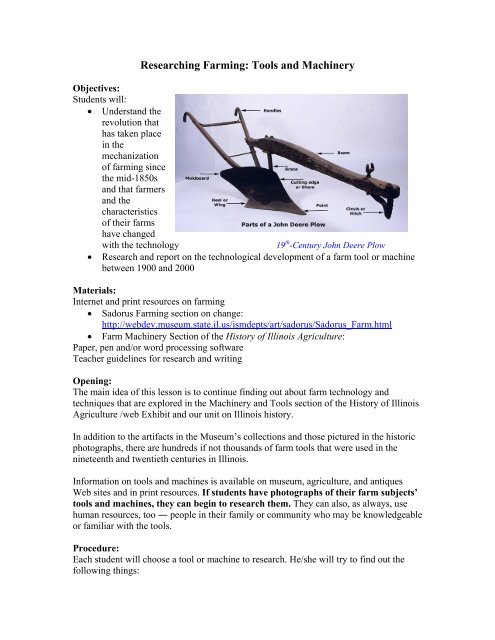 Researching Farming: Tools and Machinery - Illinois State Museum