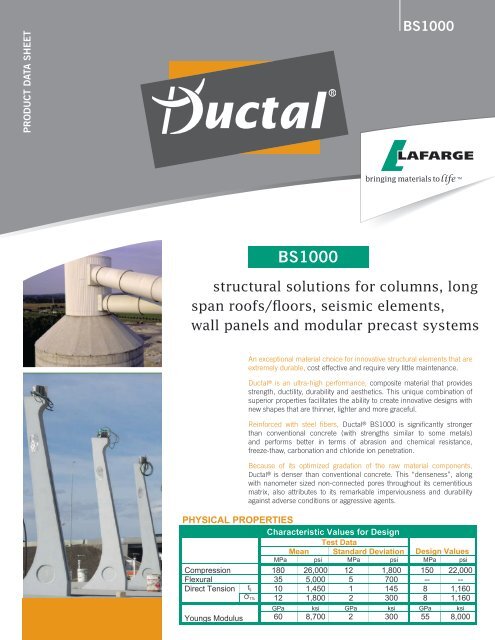 BS1000: structural solutions for columns, long span roofs ... - Ductal