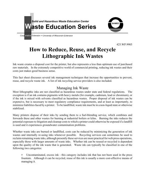 How to Reduce, Reuse, and Recycle Lithographic Ink Wastes